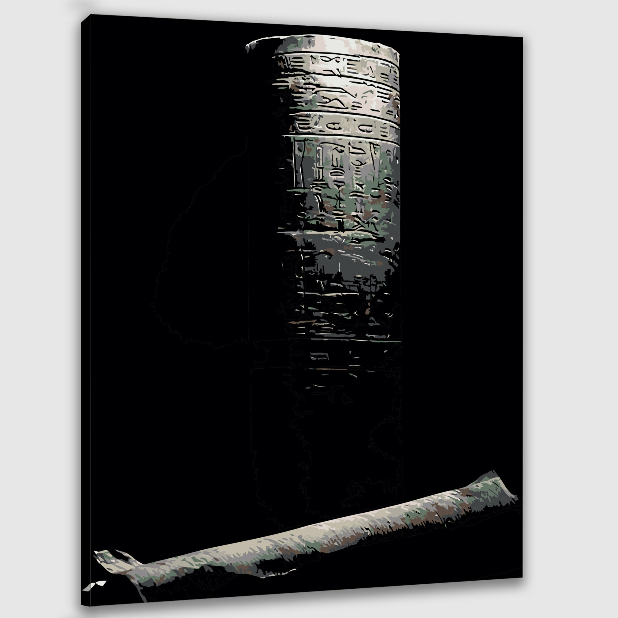 Картина по номерам 40x50 см, черно-белая фотография, древнеегипетский свиток п, иероглифы, текстура папируса, складки