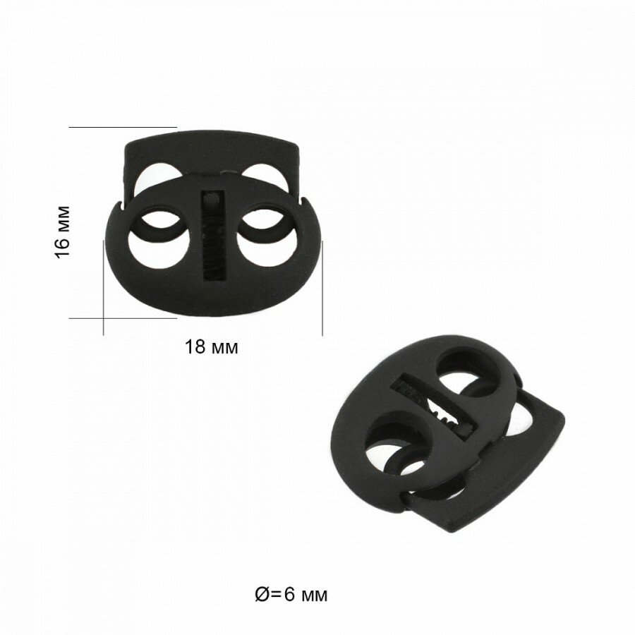 Фиксатор для шнура металл TBY OR.0305-5353 (16х14 мм, отв.4,7мм) цв. черная резина уп.100шт