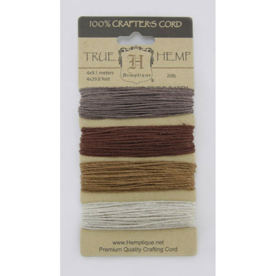 Шнуры на блистере HEMPTIQUE #20 - 1 мм, 4 цвета по 9,1 м темно-коричневый, коричневый, светло-коричневый, бежевый #20 - 1 мм HEMPTIQUE HC20SOB