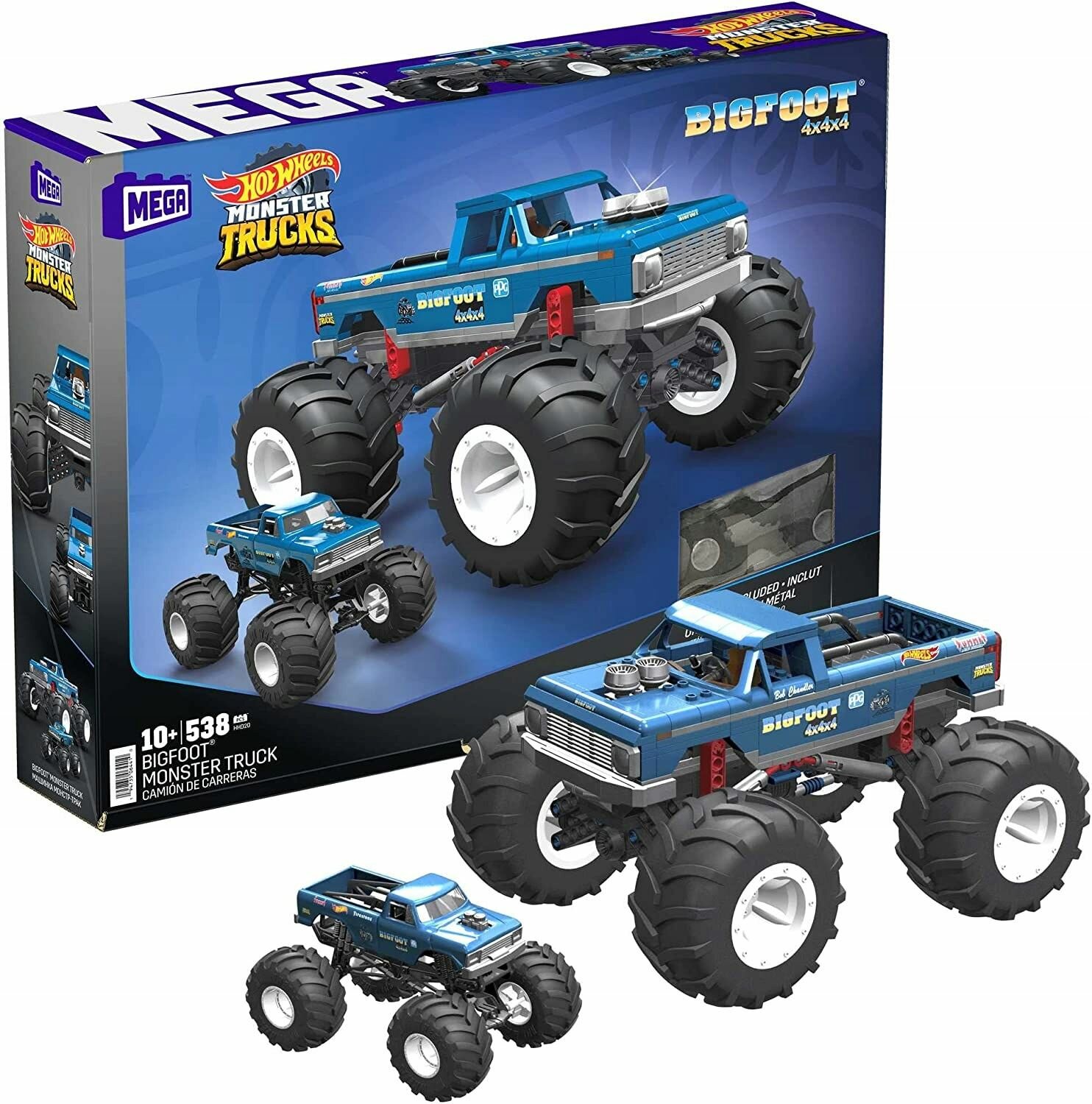Конструктор Mega Hot Wheels - Монстр трак Bigfoot Monster Truck, 538 эл. - Мега HHD20