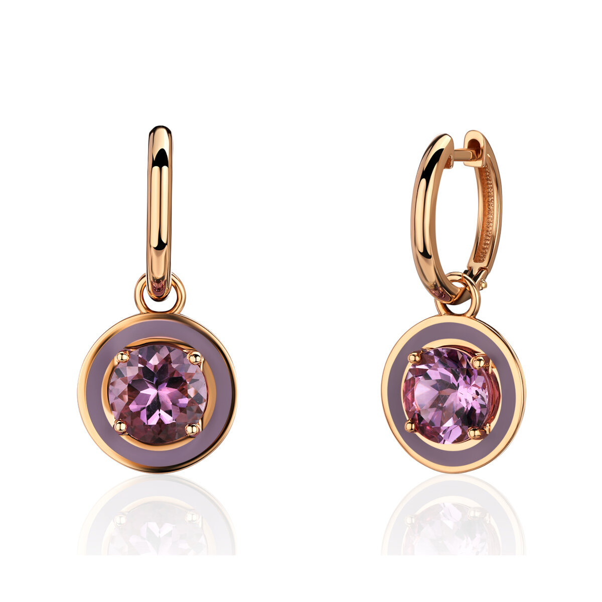 Серьги конго Эстет, красное золото, 585 проба