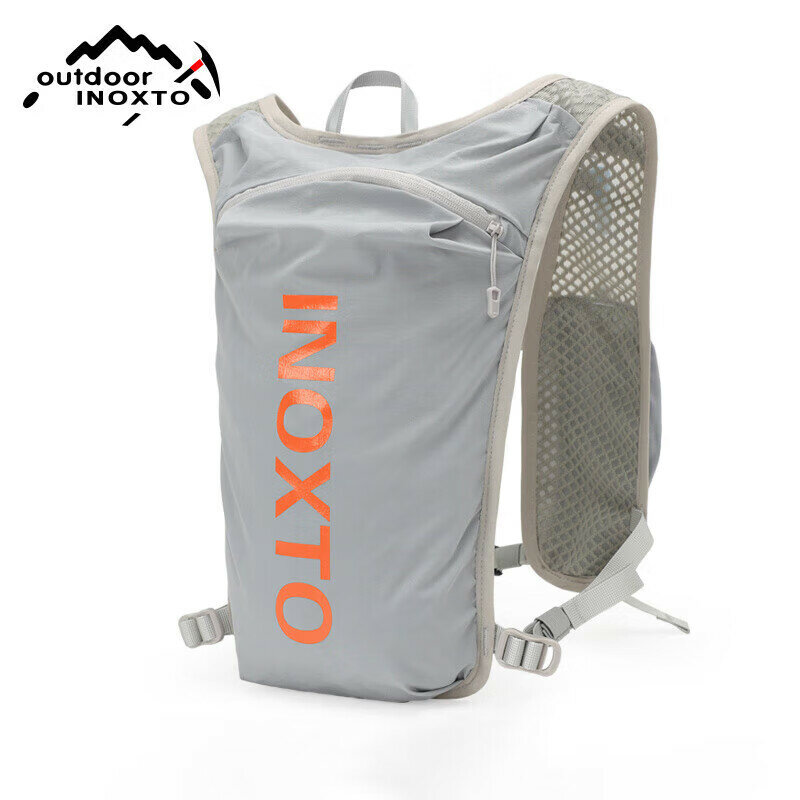 Рюкзак INOXTO, Trail Running Backpack Lightweight Breathable Quick-Drying 5, для активного отдыха, для бега, лёгкий, серый/оранжевый