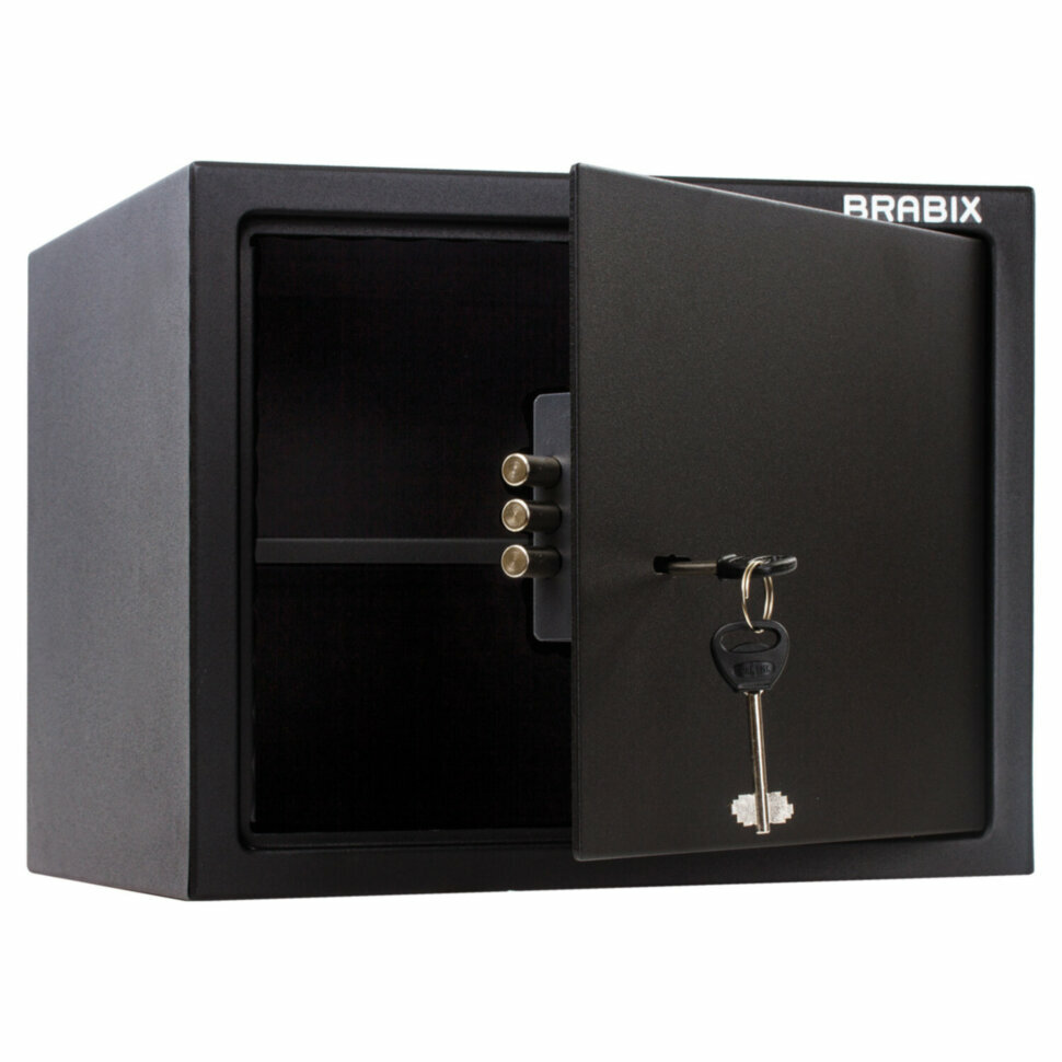 Сейф мебельный BRABIX "SF-280KL", 280х350х300 мм, ключевой замок, черный, 291148, S103BR212314, 291148