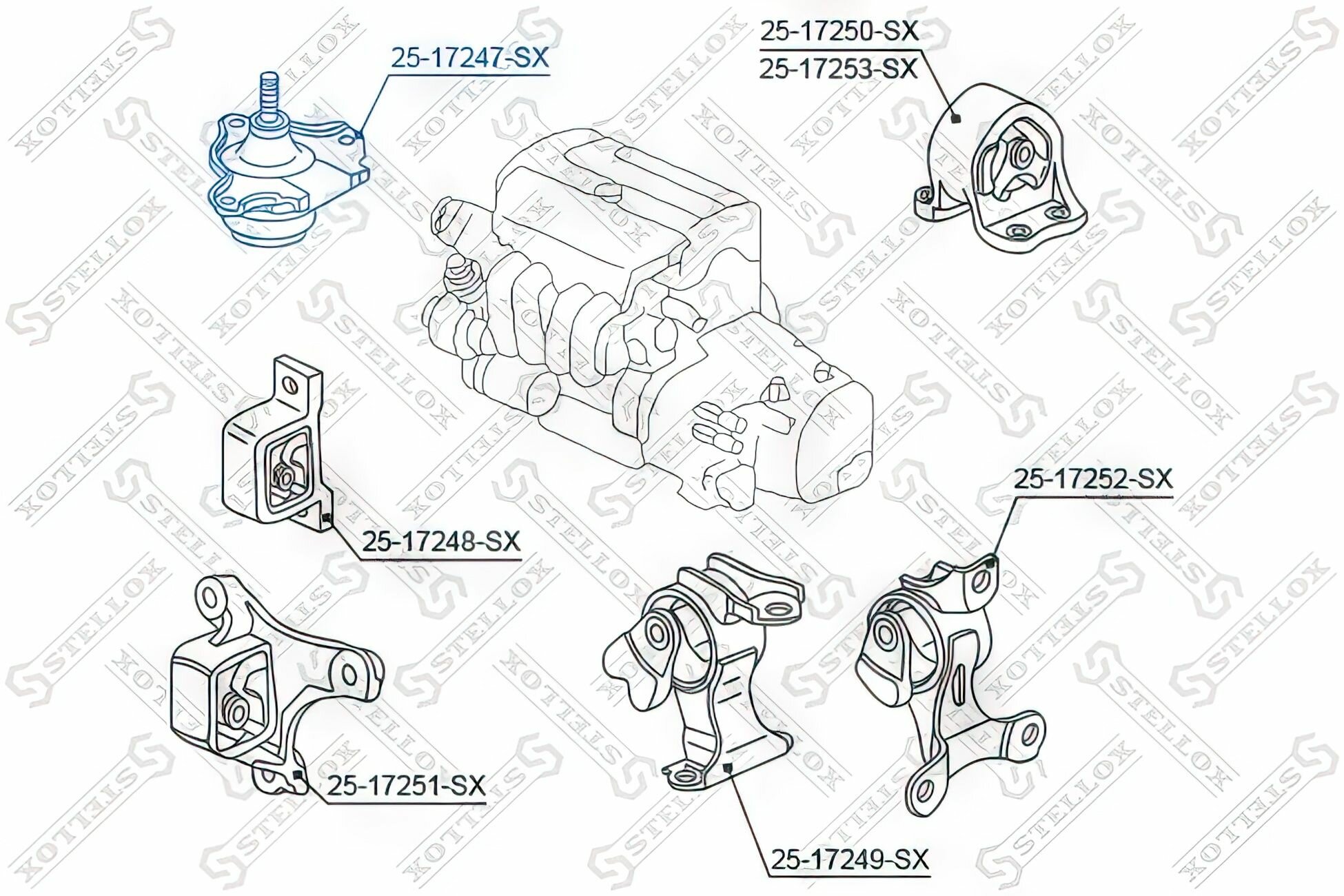 Опора двигателя правая для Хонда Срв 2 25-17247-SX STELLOX