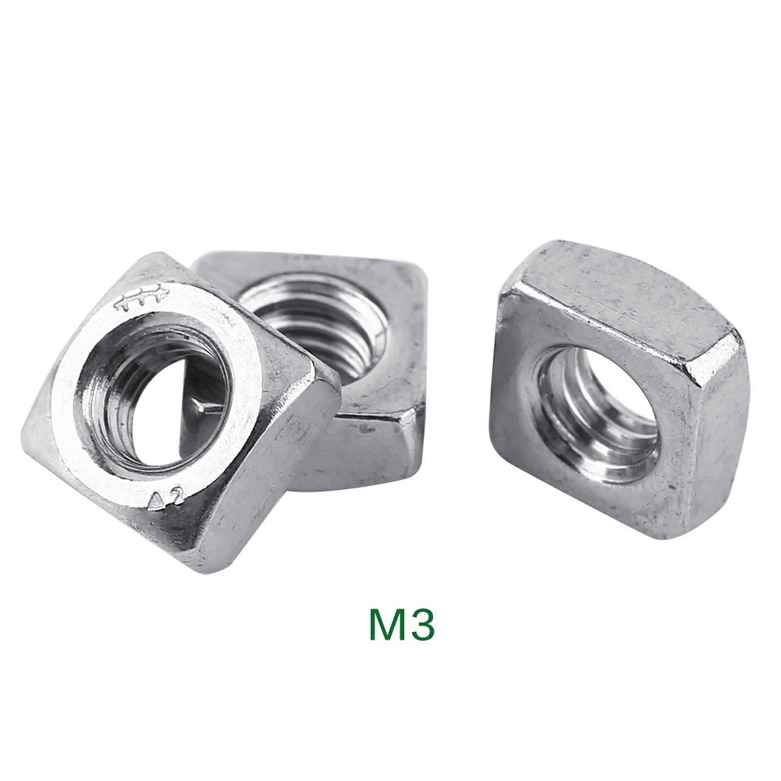 Stainless Steel 304 Square Nuts Four sided Nut Fit Metric Screw (M3x100pcs)