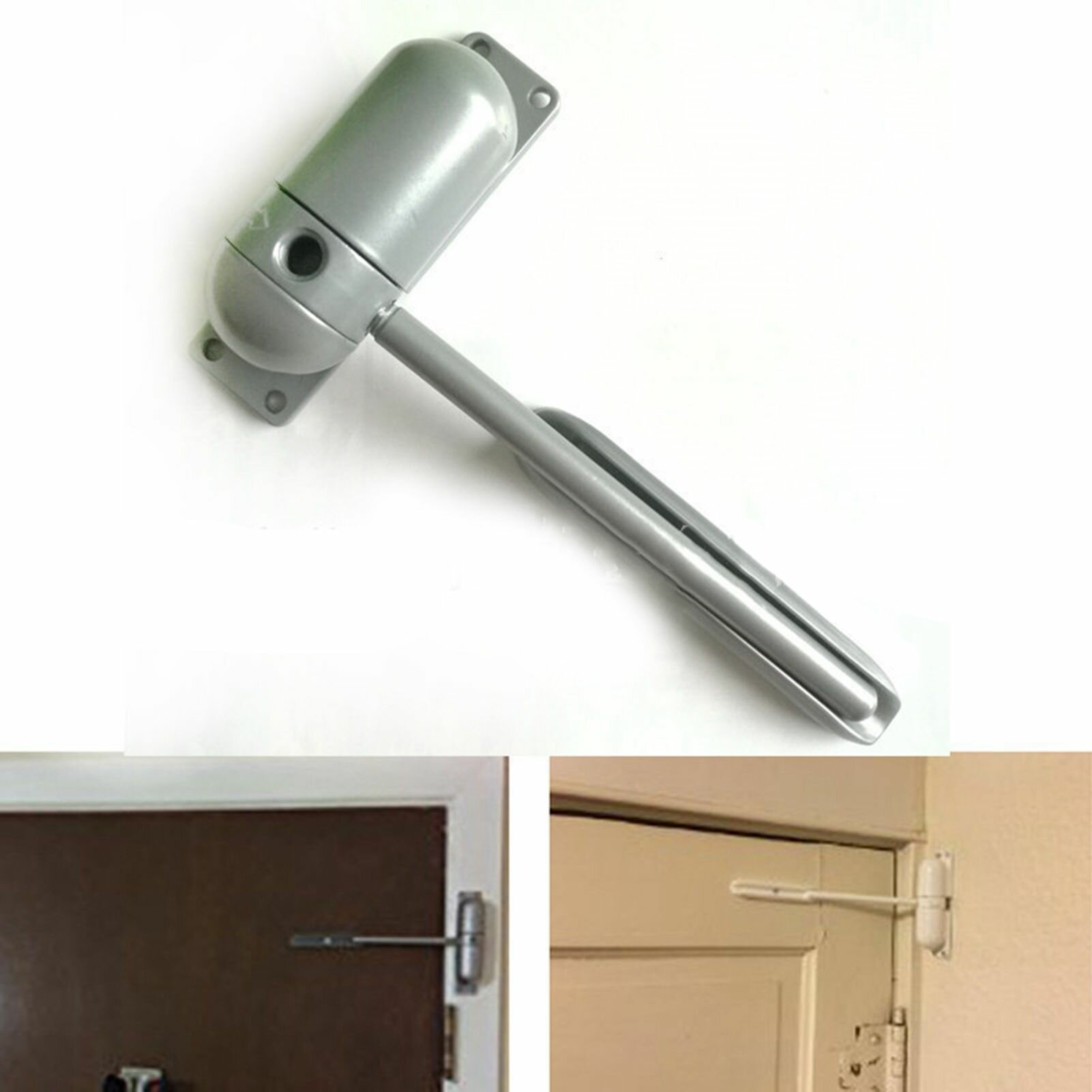 Автоматический дверной доводчик металлический мини малошумный скрытый пружинный дверной доводчик для проживания серый