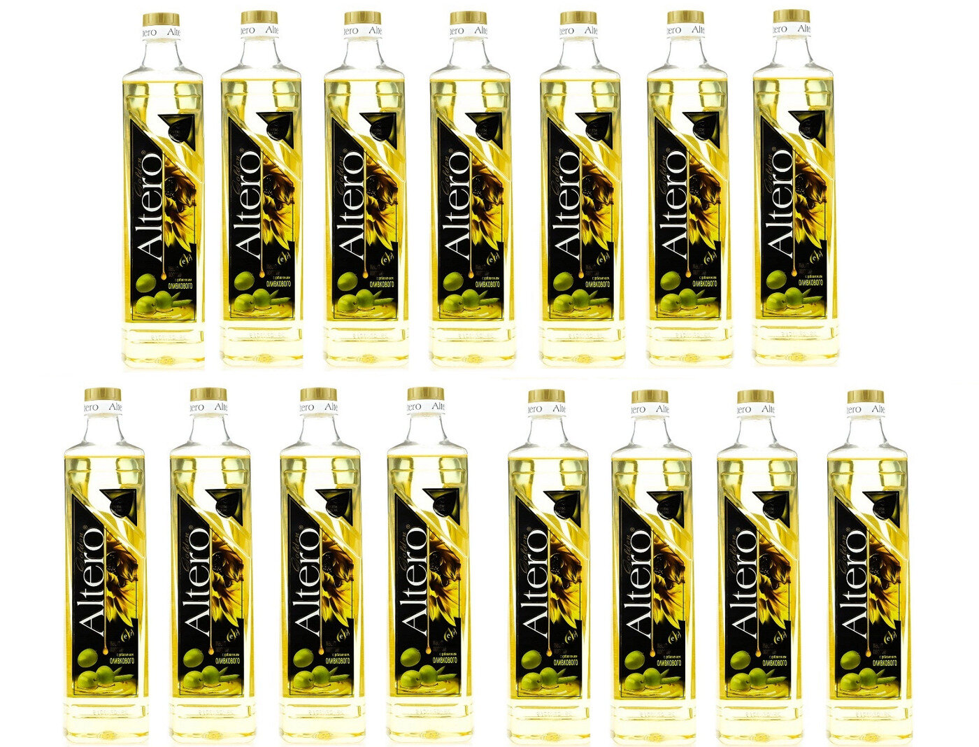 Набор из 15 шт, Масло подсолнечное "Altero" Gold подсолнечное с добавлением оливкового, 0.81л