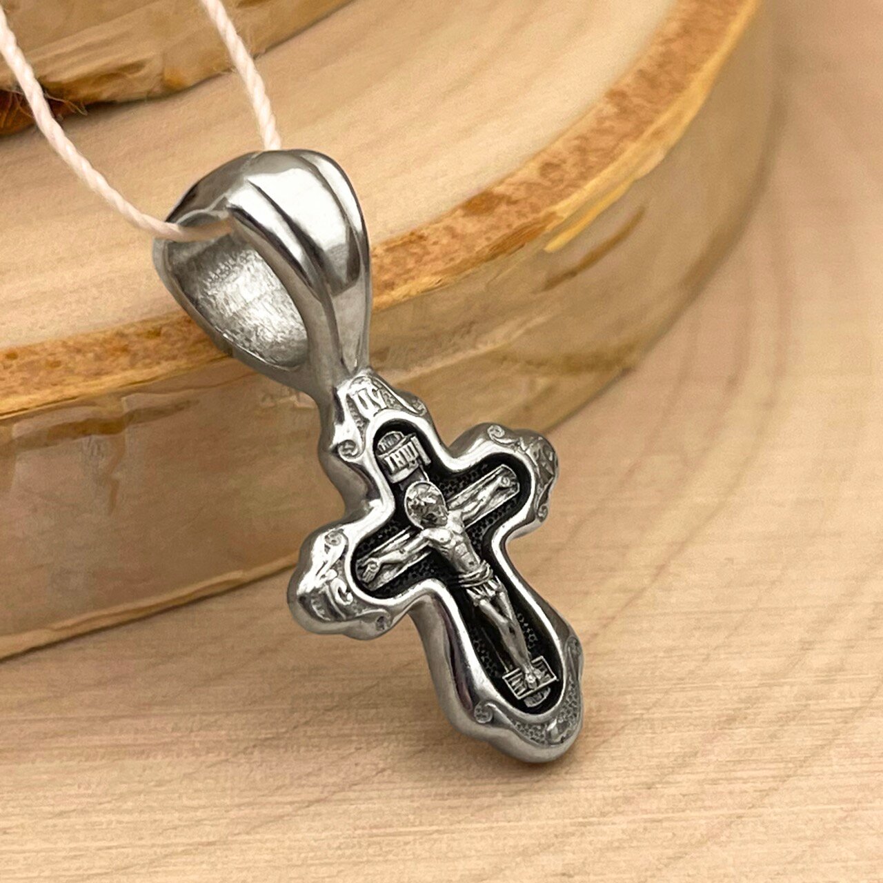 Крестик, серебро, 925 проба, родирование, чернение