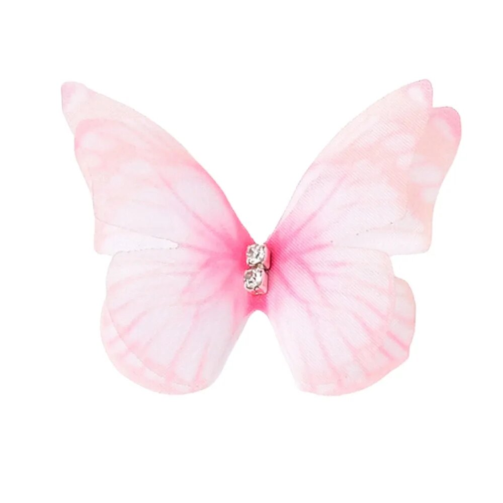 50 шт, градиент цвета, ткань из органзы, аппликации в виде бабочки, 3D мечтательная имитация сетки, нашивка в виде бабочки, 5 см, двухслойная