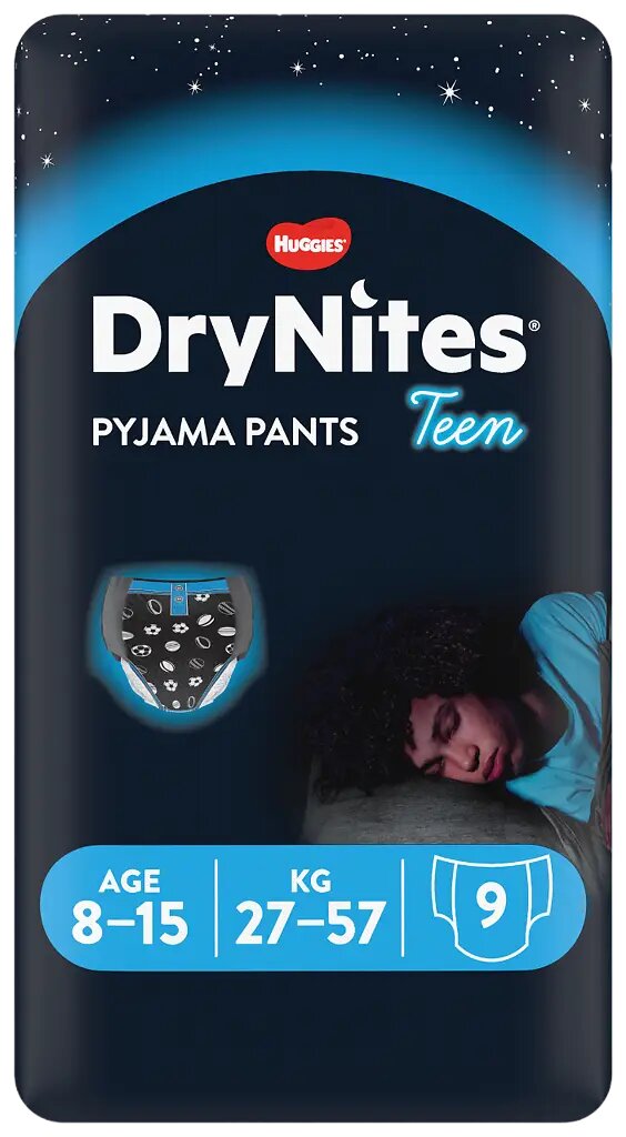 Huggies Трусики-подгузники DryNites для мальчиков 8-15 лет 27-57 кг 9 шт