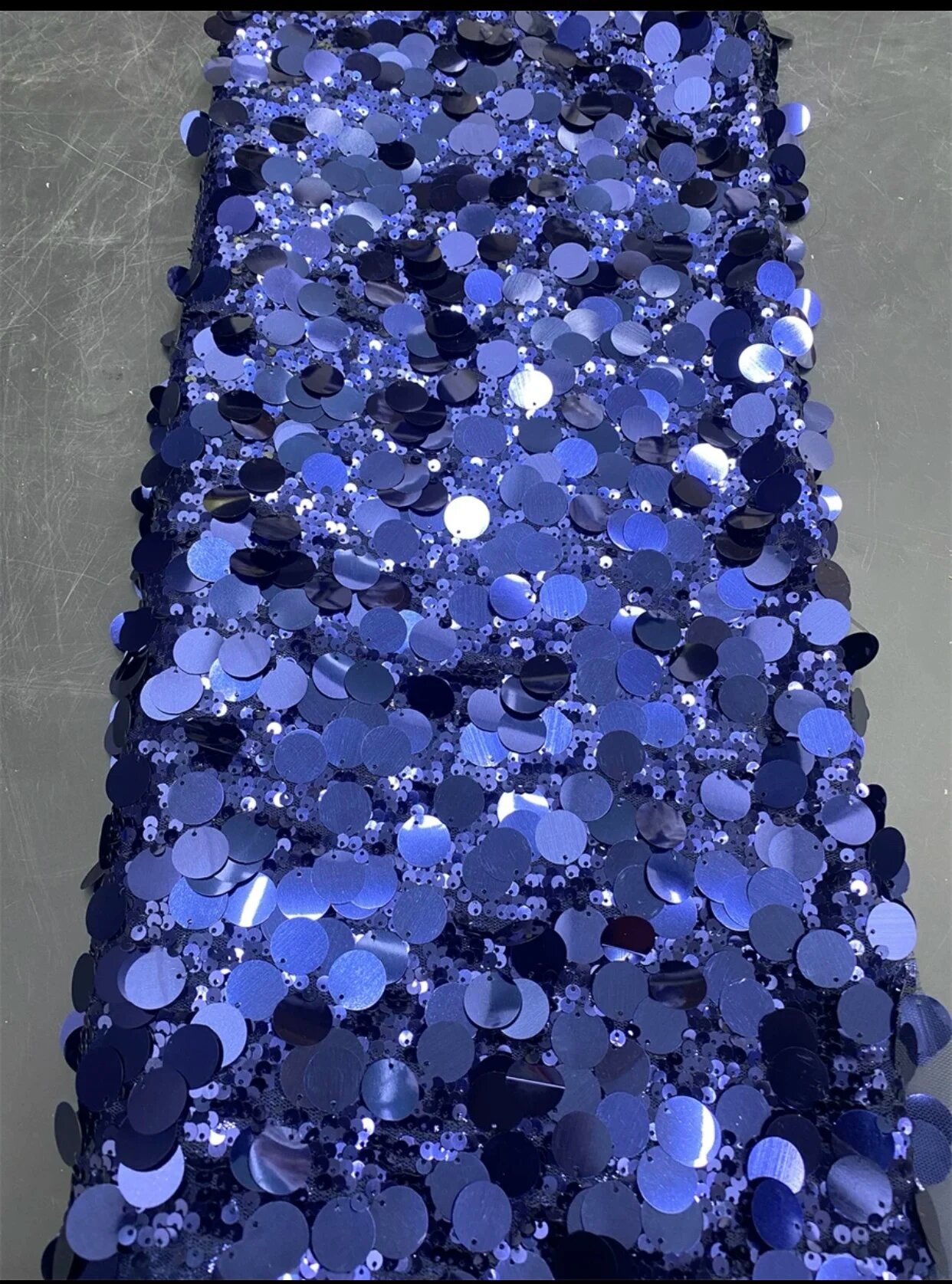 Градиентная ткань с пайетками для пошива Темно-синий, 1 yard, Navy blue