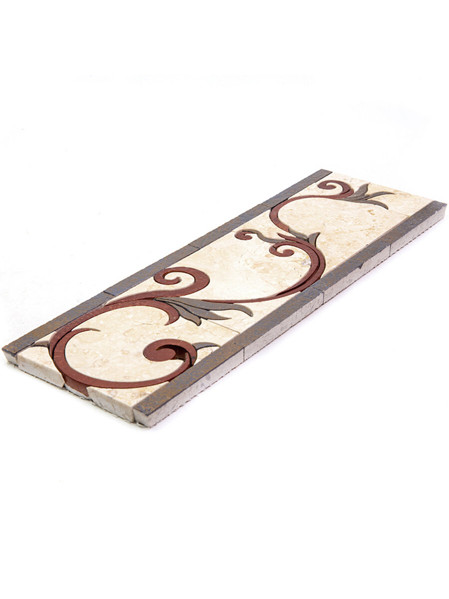 Мозаичный бордюр из мрамора Skalini Borders, размер 305x100 мм, толщина 10 мм