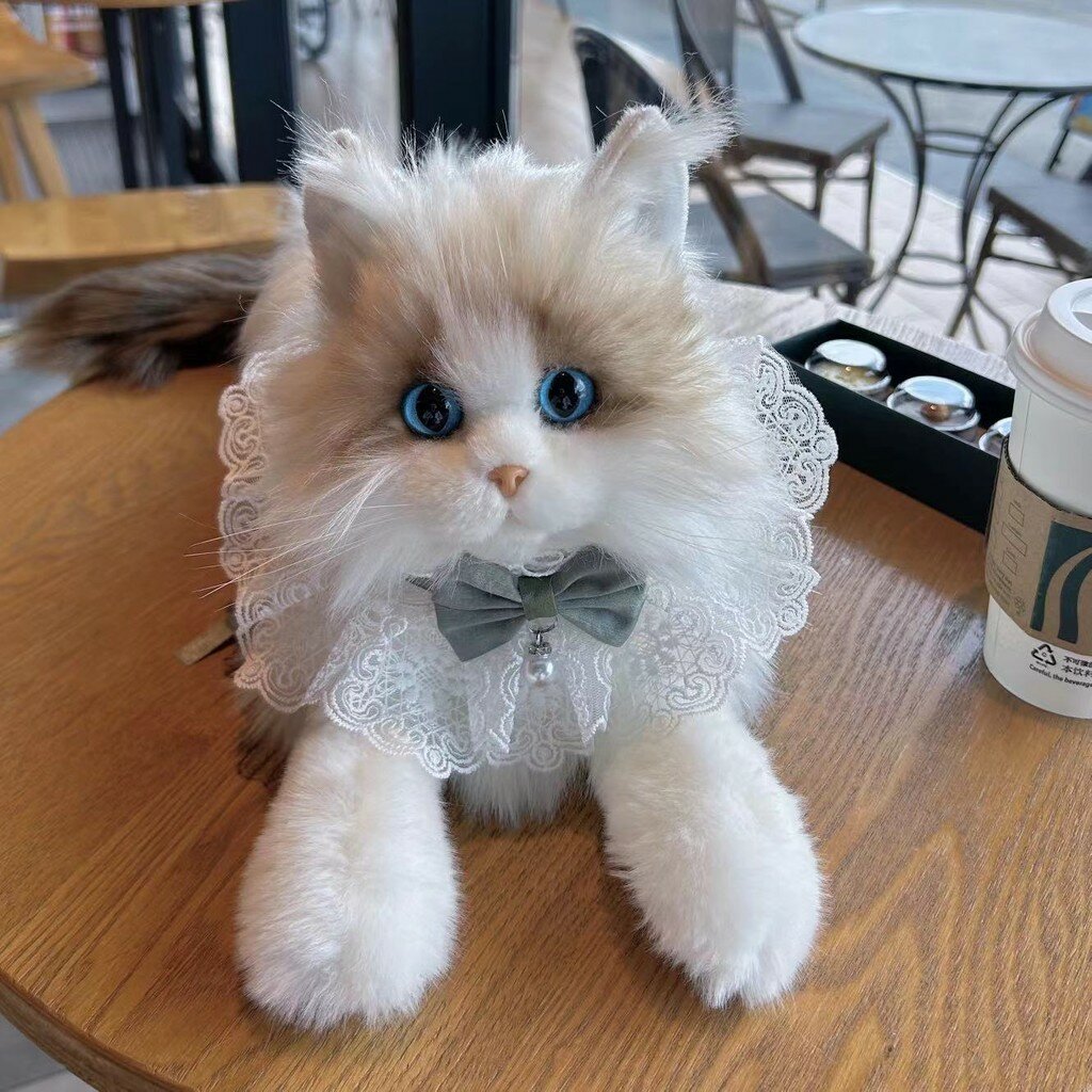 Чемодан charming plush cat doll soft fluffy kitty toy with multiple stylish collars green collar
