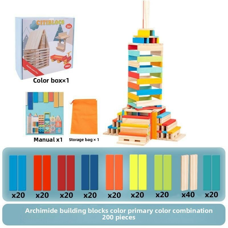 Деревянные строительные блоки для детей diy развивающая игрушка с экокраской, разноцветные