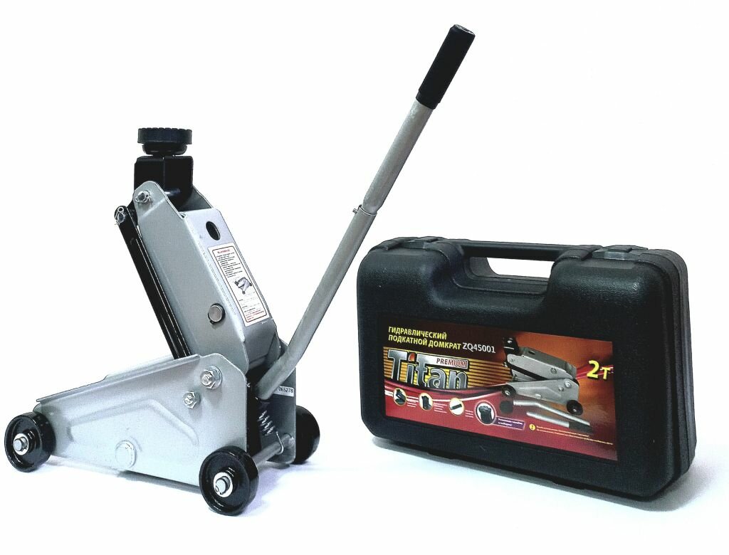 Домкрат подкатной 2,5т Titan (140 - 400 мм) короткая база, в кейсе