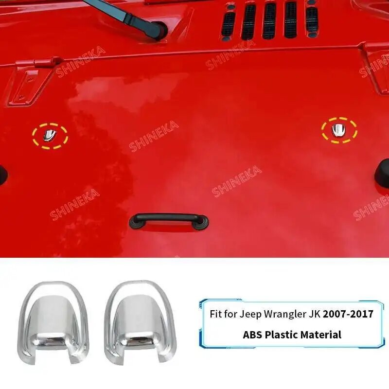 SHINEKA ABS автомобильный хромированный декоративный чехол, аксессуары для Jeep Wrangler JK 2007 2008 2009 2010 2011 2012 2013 2014 2015 2016 2017 Washer Nozzle Cap