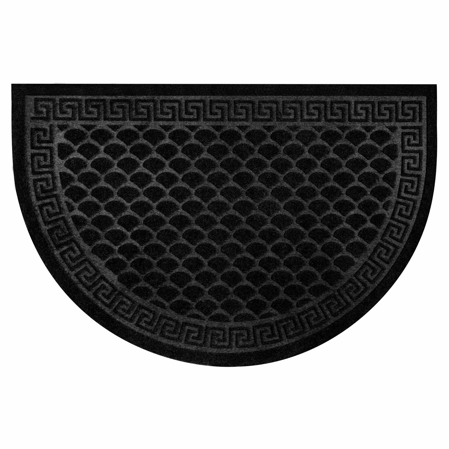Коврик придверный 60х90 см, черный, грязезащитный, 430 г/м2, полукруг, фактурный рисунок чешуйки, любаша, 701051
