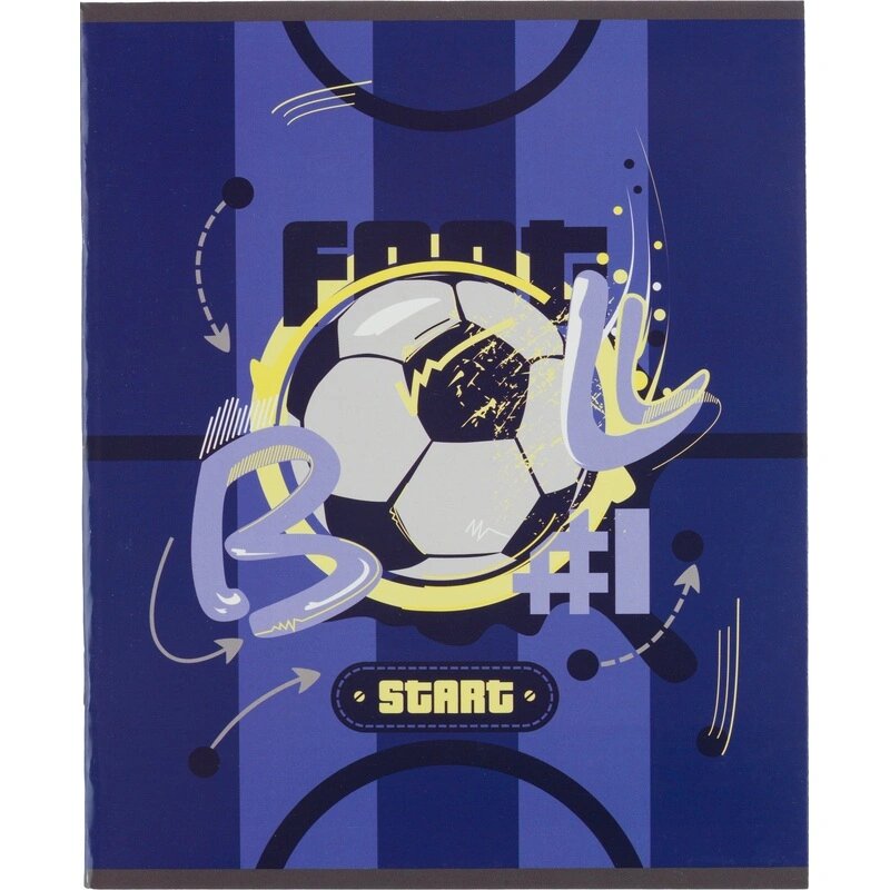 Тетрадь общая А5 48л №1School Football син, клет, скреп, ВД-лак