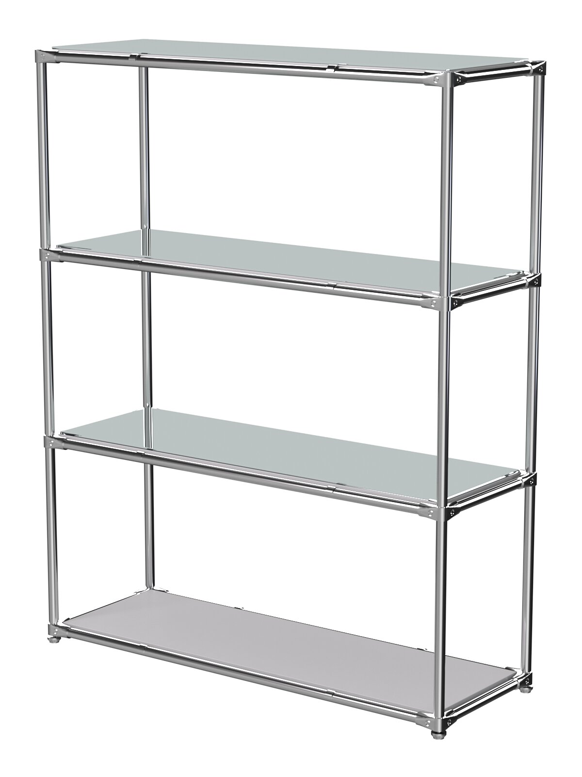 Торговый хромированный стеллаж с зеркальными полками №7, Серый