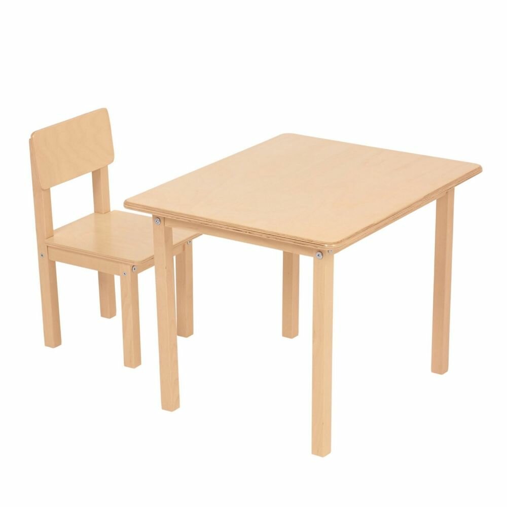 Комплект деревянный стол стул 105S Polini Simple, натуральный