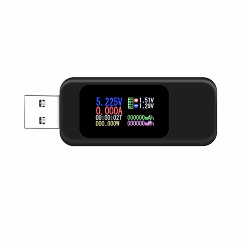Usb-метр с цветным экраном, USB-тестер, зарядное устройство, детектор, вольтметр, амперметр - черный