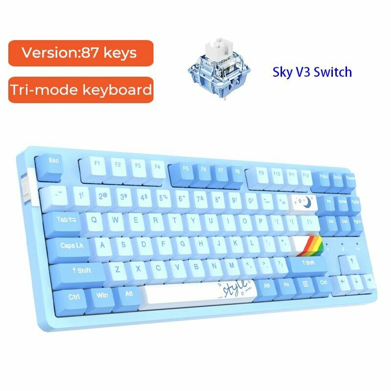 Трехрежимная игровая клавиатура с переключателем Sky Blue V3 DAREU A87PRO, синий