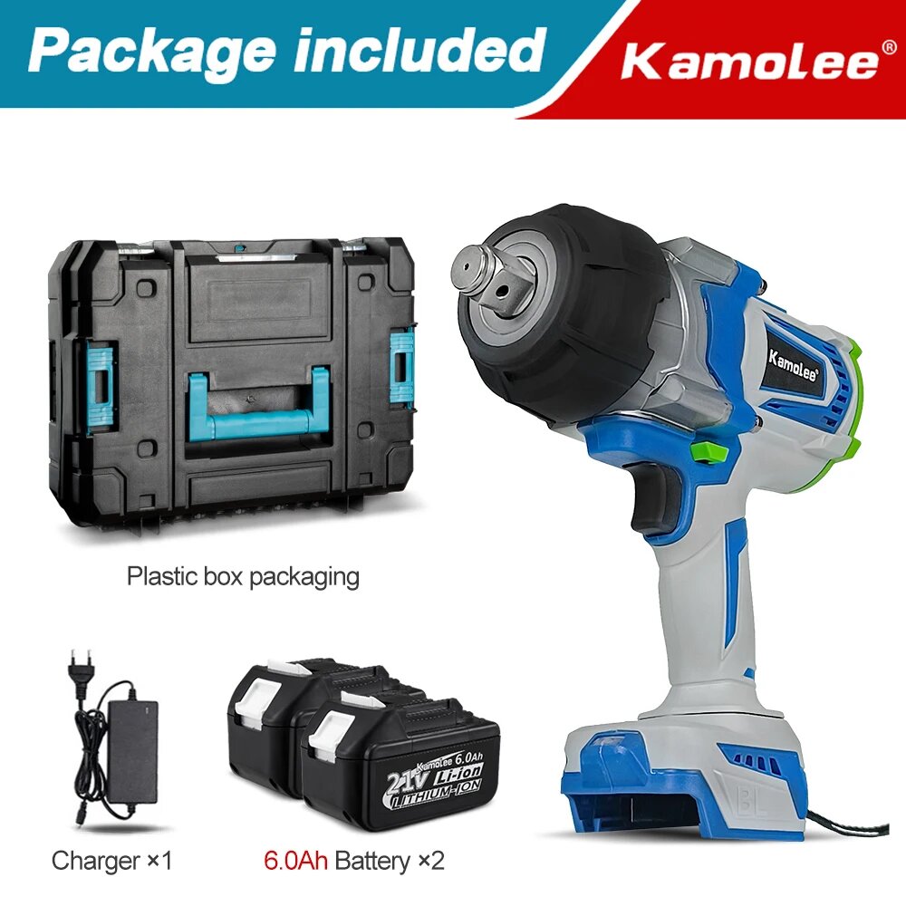 Kamolee 4100N. m Беспроводной Ударный Гайковерт 2x6.0Ah Plastic