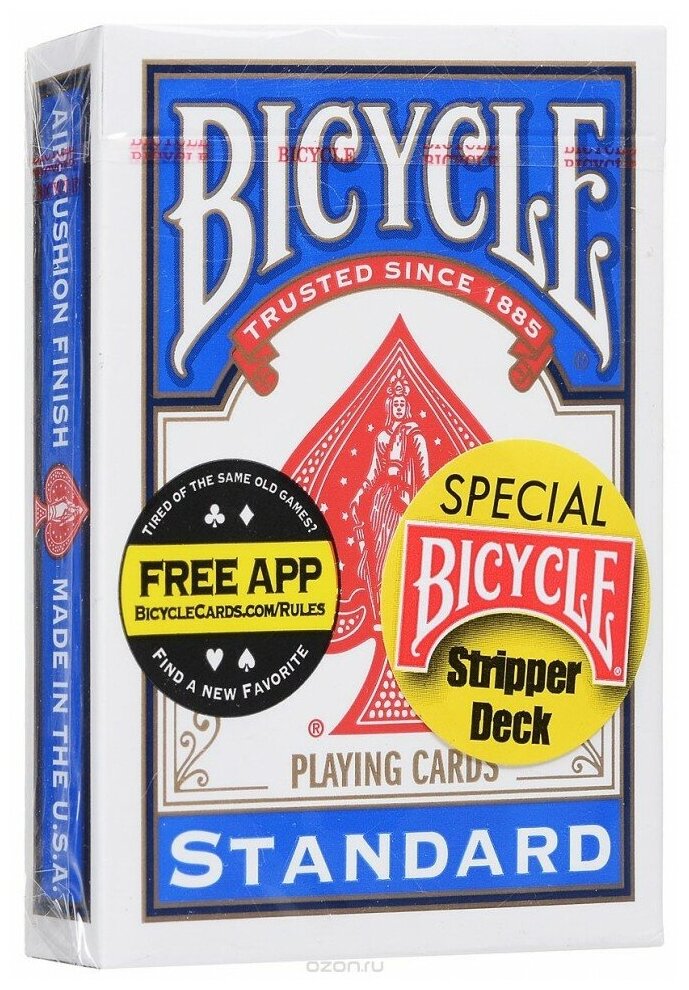Игральные карты для фокусов Bicycle Stripper Deck (конусная колода), синие YZ