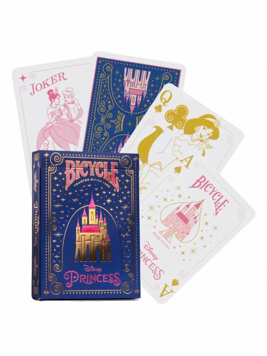 Игральные карты "Bicycle Princess of Disney", для фокусов, 54шт, покерный размер, синие