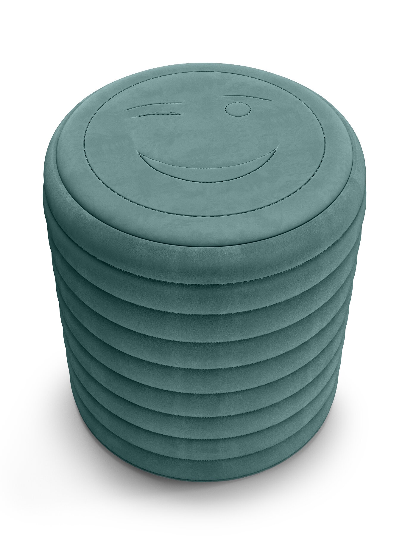 Пуфик круглый для прихожей и спальни "ART-006" 40х40х43, изумрудный велюр