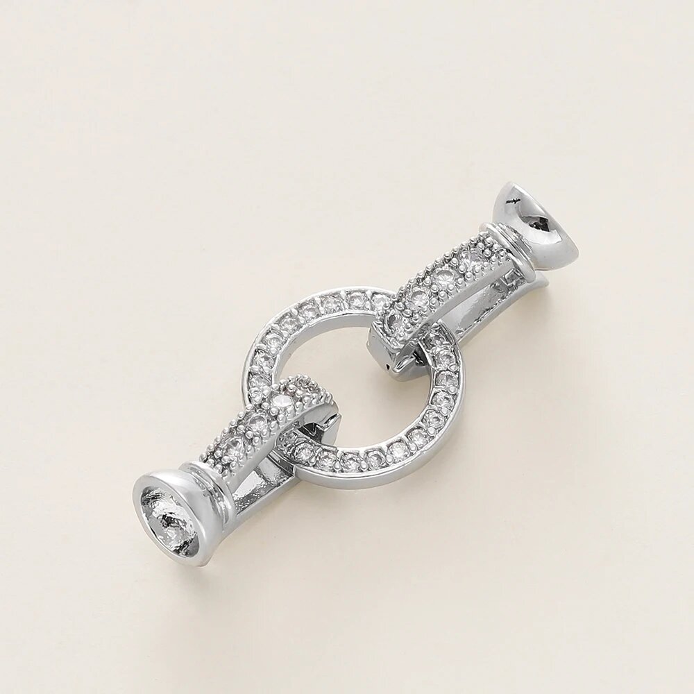Закладка для браслета St.kunkka, серебряная, с цирконами, Platinum 04-1pcs