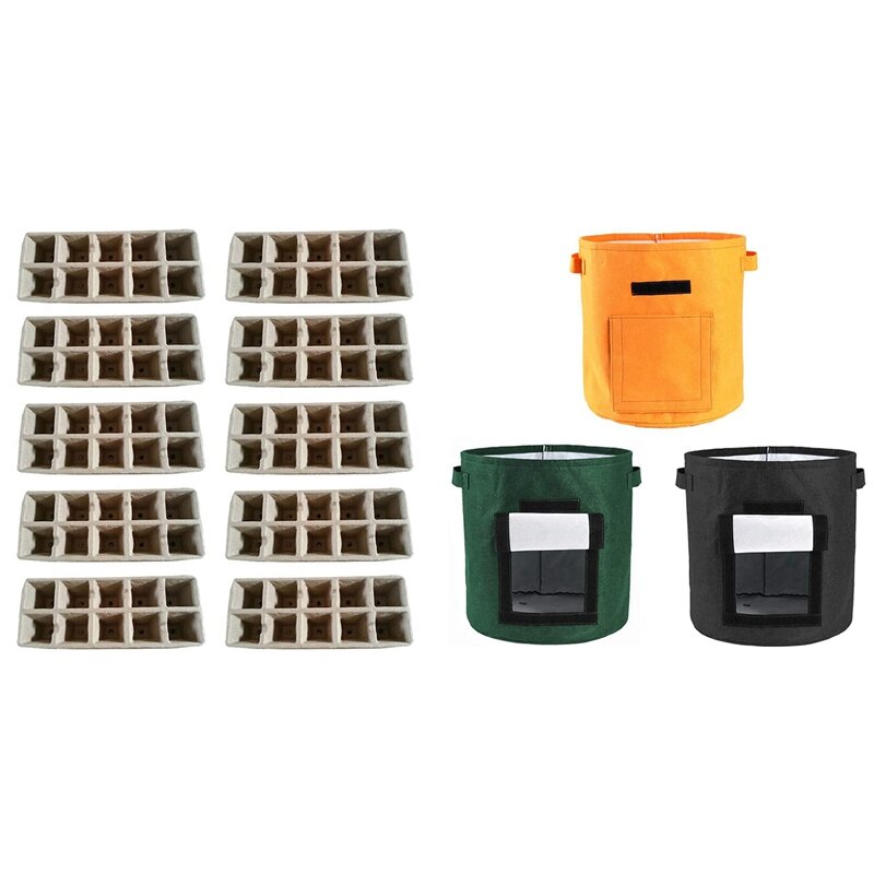 Упаковки мешка для выращивания картофеля объемом 15 галлонов и 20 лотков для рассады семян, биоразлагаемые горшки для рассады овощей и цветов