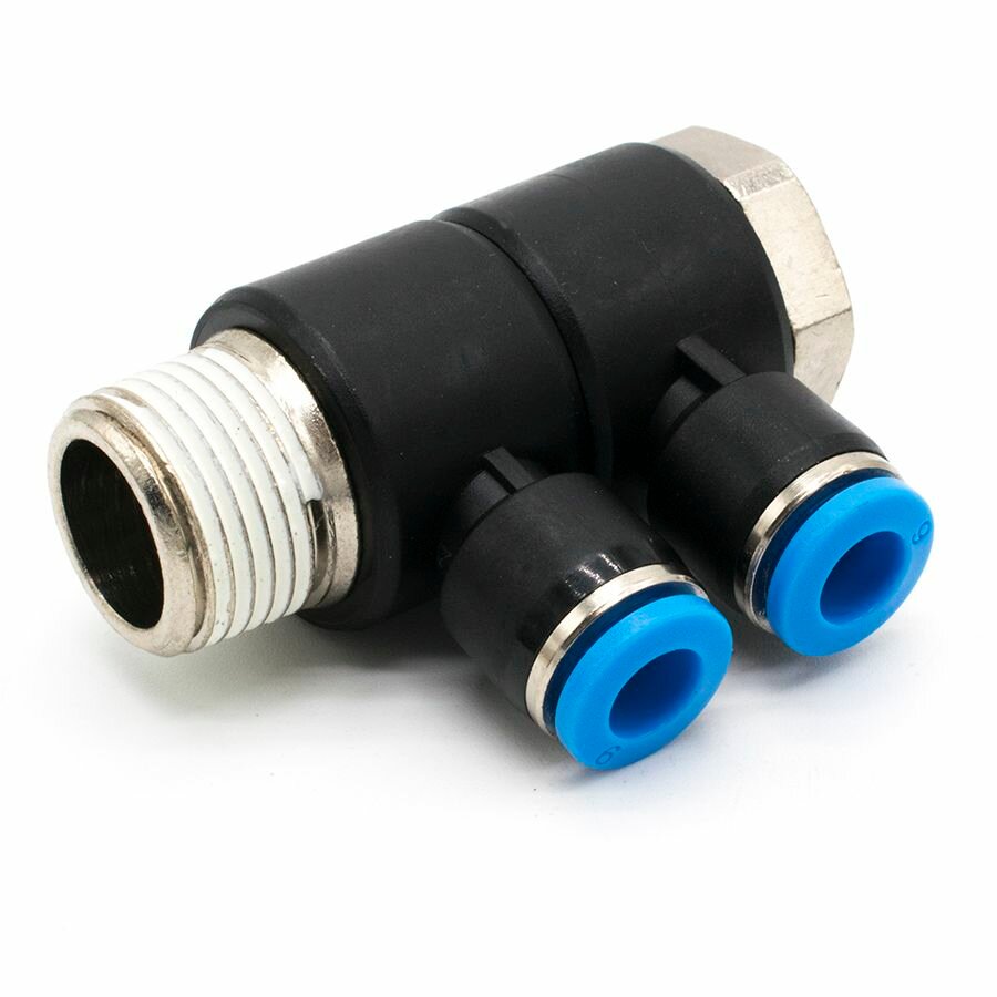 Пневмофитинг цанговый угловой поворотный PH(2) 06-03