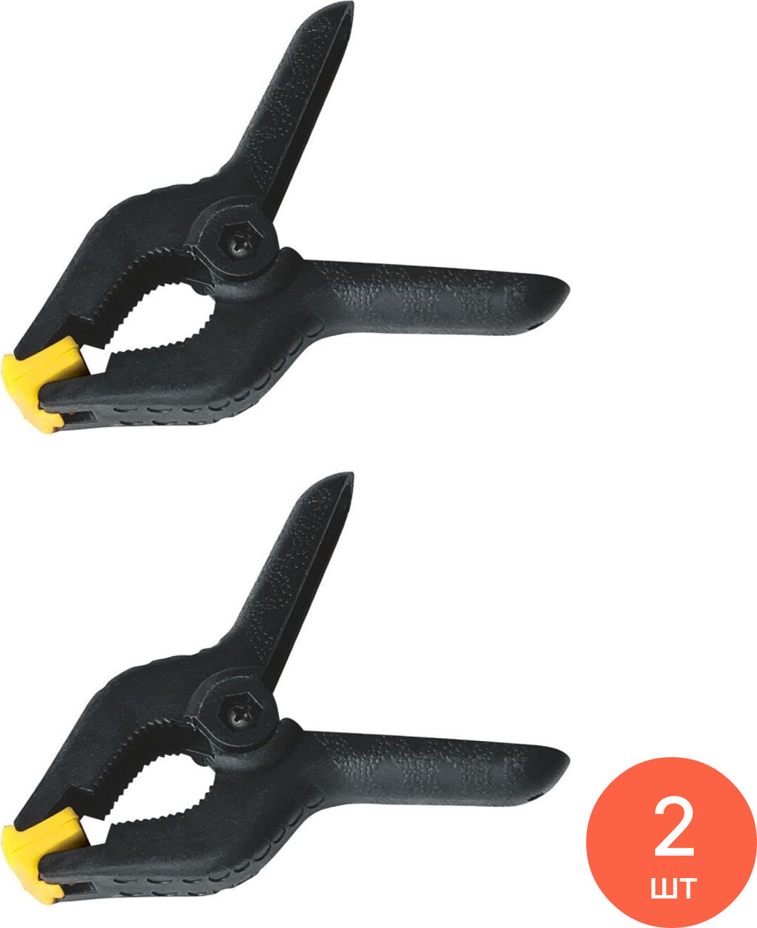 Струбцина InWork / ИнВорк пружинная, пластиковая, черная, ширина зева 30мм, длина 200мм / инструменты (комплект из 2 шт)