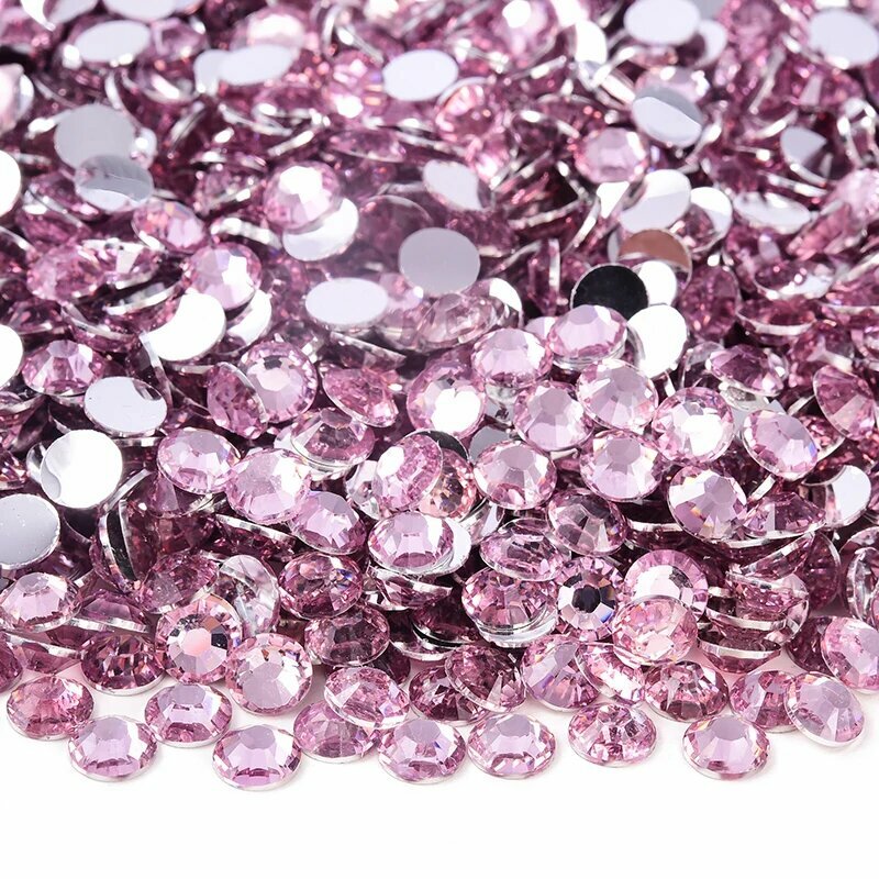 2mm-6mm Round Non Hotfix Glitter Bling Manicure Strass Silver Flatback Resin Rhinestones Glue On Beads Nailart Nail Gems Diy