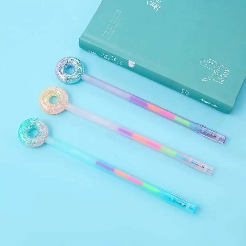 1 шт, канцелярские принадлежности Lytwtw, милый хрустальный пончик, милые конфеты, маркер для текста, гелевые ручки, школьные принадлежности, изменение 7 цветов, рисунок