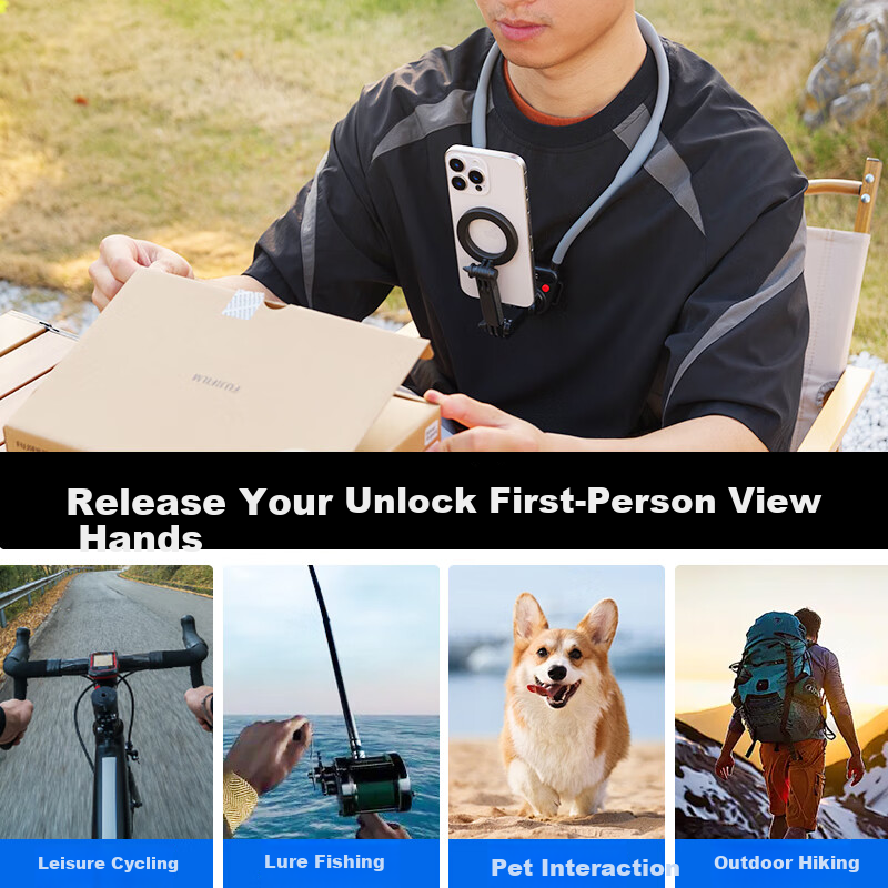 JJC Applicable to DJI action4/5pro neck bracket sports camera chest fixed gopro insta360 accessories mobile phone magnetic first-person perspective shooting equipment