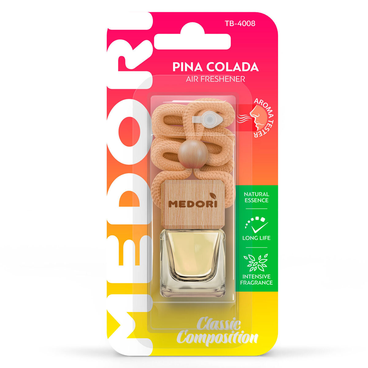 Ароматизатор для автомобиля Medori "Бутылочка", подвесной, парфюм Пина Колада, 6 мл