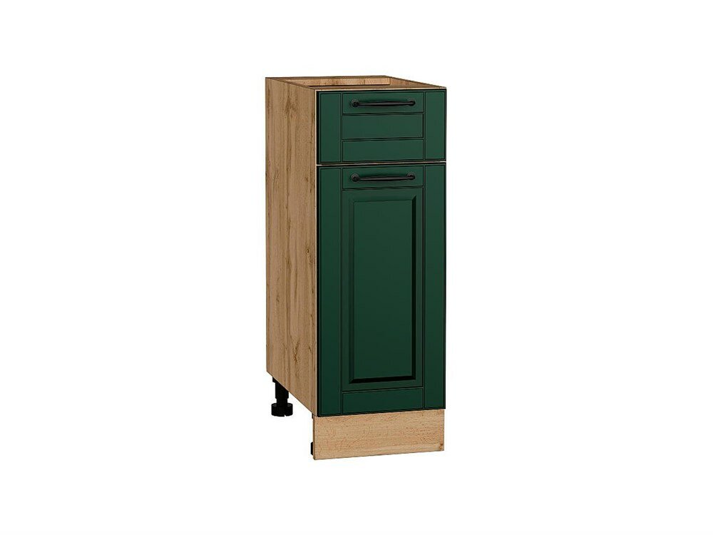 VVT Кухонный Шкаф нижний с 1-ой дверцей и ящиком Дублин Дуб Вотан, Special Green, 300, каркас ЛДСП Дуб Вотан, фасад МДФ Special Green, 816*300*478