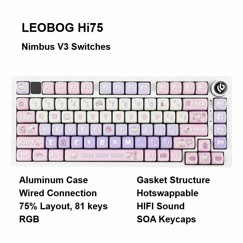 Клавиатура LEOBOG Hi75, HeartThrob/Nimbus V3 Switches/SOA Keycaps
