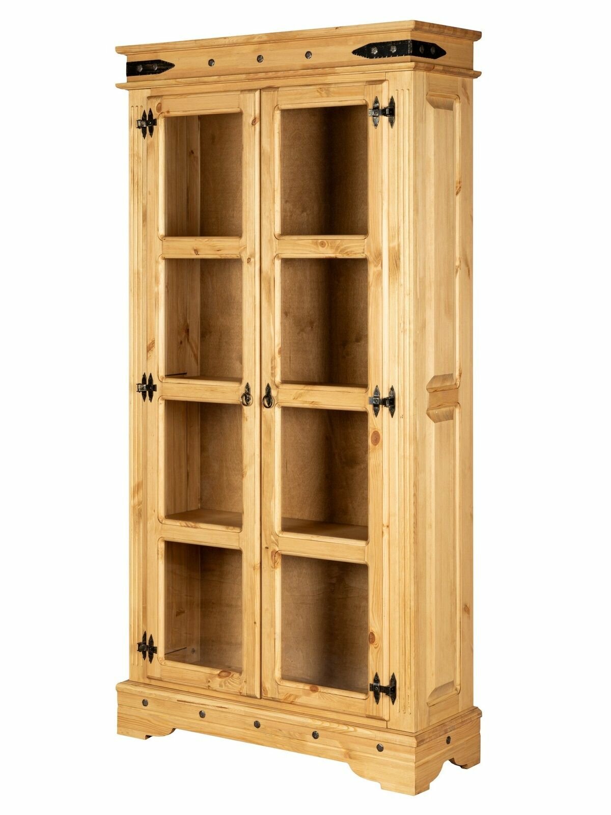 Шкаф-витрина "викинг" 03 из массива сосны для книг (мёд)