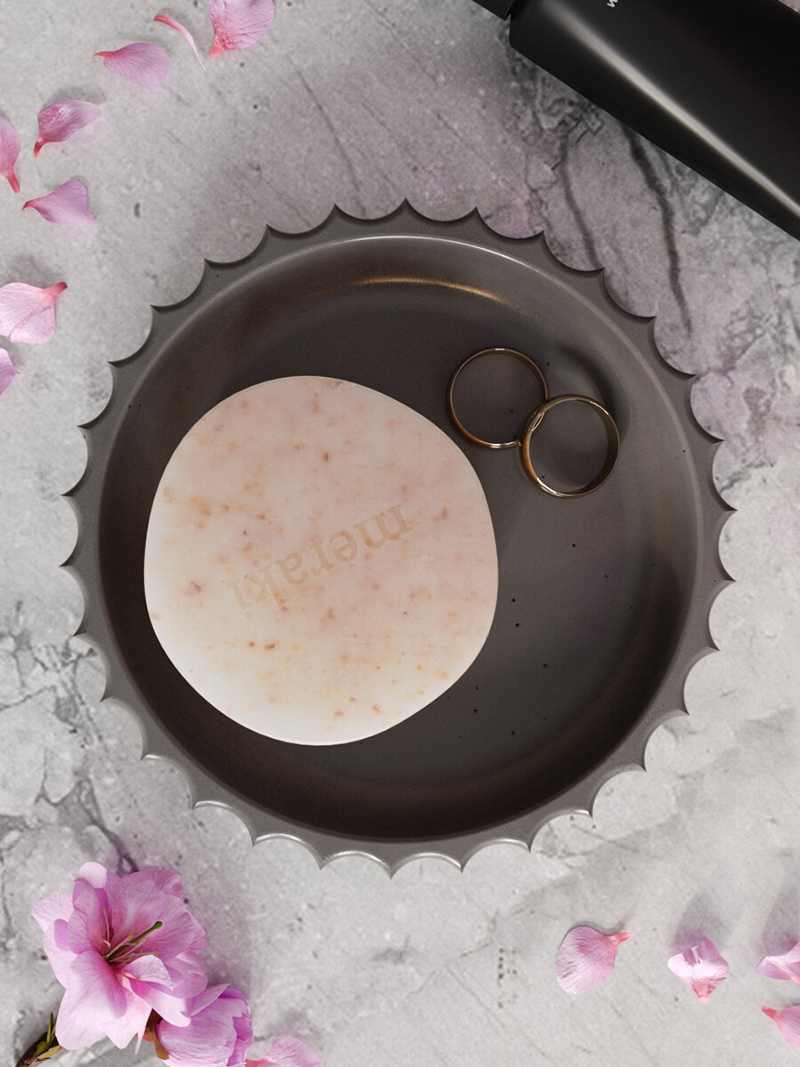 Поднос для ванной, подставка для косметики, 11х11 см. темно-серая глянцевая.