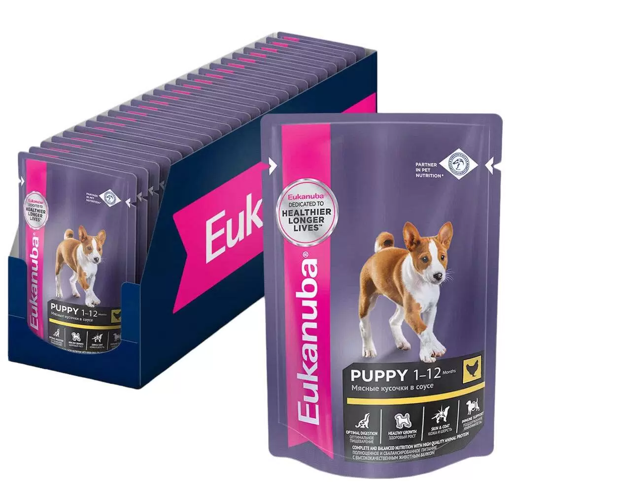 Влажный корм для щенков Eukanuba, с курицей в соусе, 85 гр, 24 шт