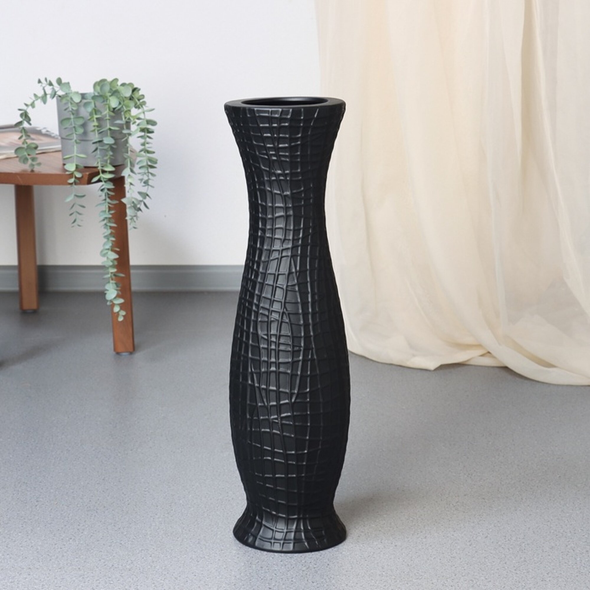 Ваза Сима-ленд «Уилбур», 57х15 см, напольная, керамика, чёрный