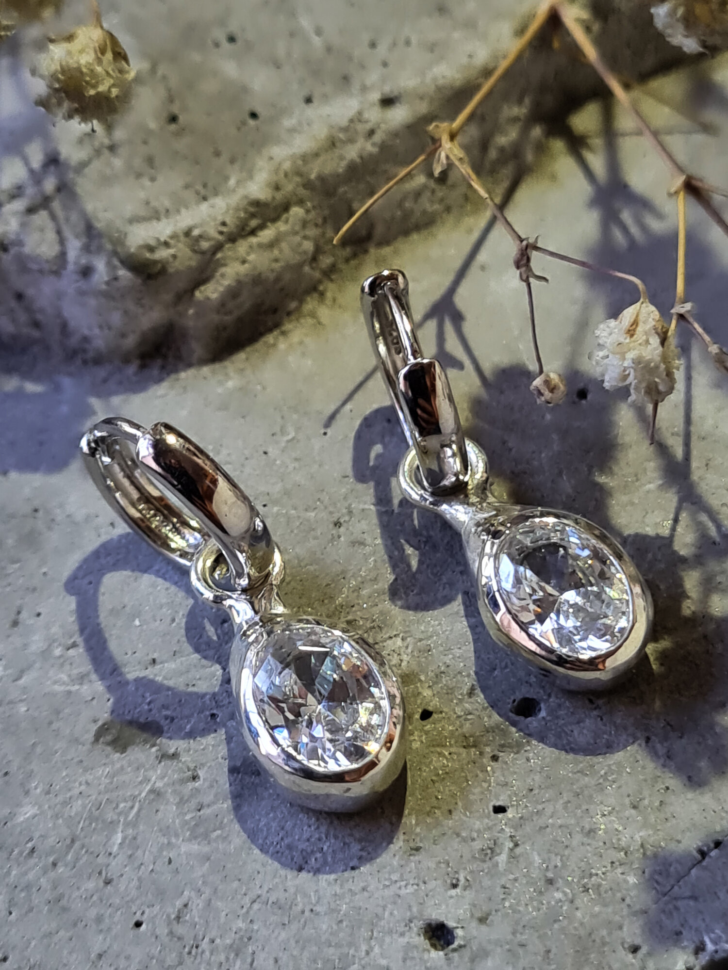 Серьги, серебро, 925 проба, фианит