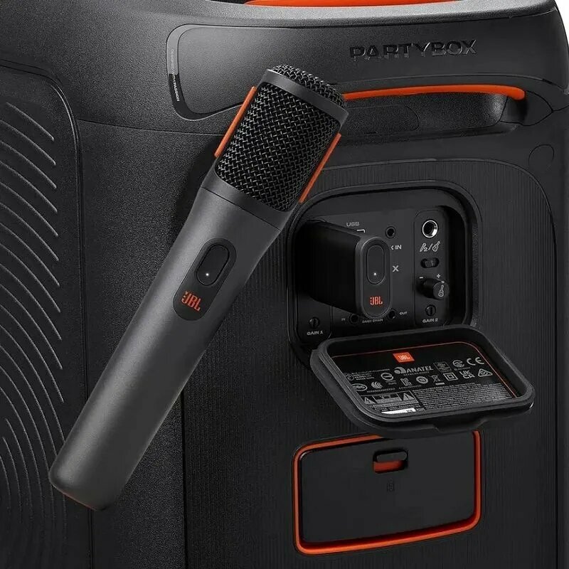 JBL Микрофон для живого вокала PartyBox Wireless Mic, двойной микрофон, двухканальный беспроводной приемник UHF, черный матовый