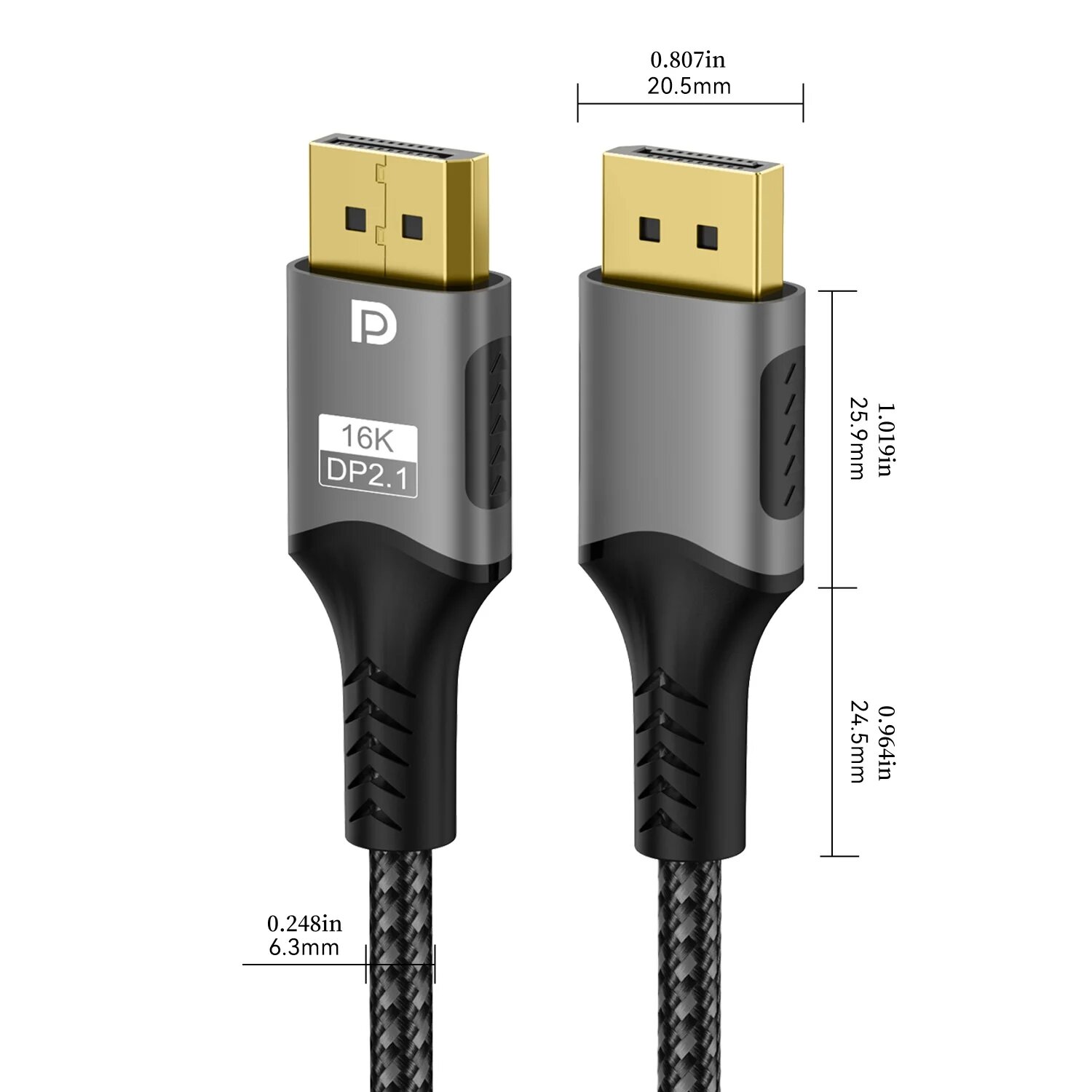 FDBRO DisplayPort 2.1 кабель 2M, 16K DP2.1-1027 — фото 1