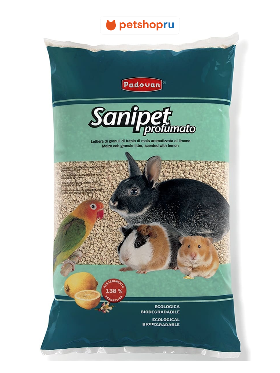 Padovan Наполнитель кукурузные гранулы для грызунов 4л (SANIPET profumato) , 2 кг