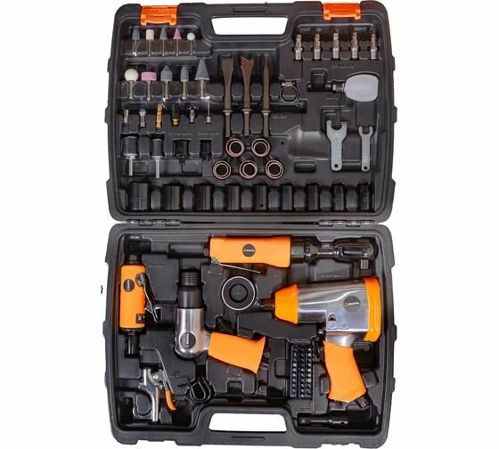 Набор пневмоинструмента НП-90 Вихрь 74/3/26 (гайковерт, трещетка, долото, шлифмашина, пистолет проду