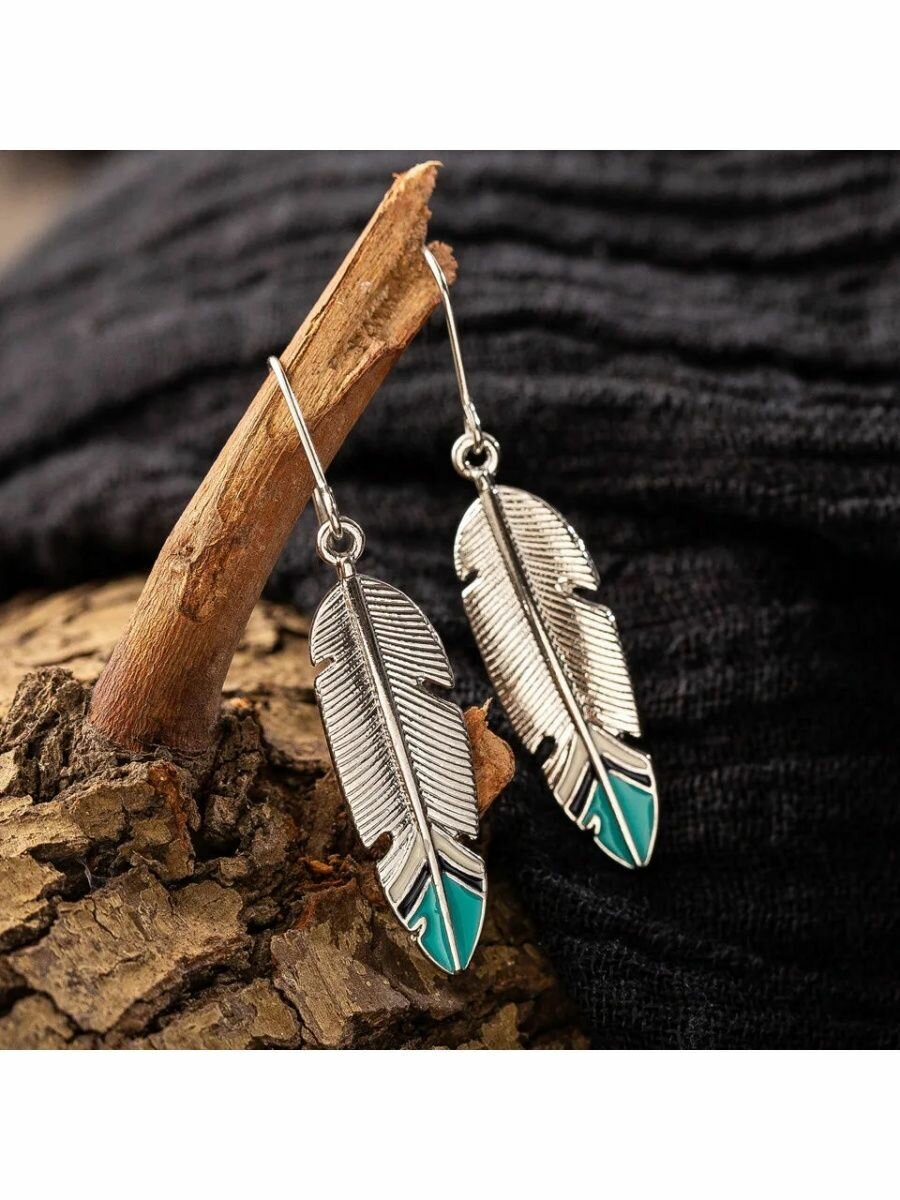 Серьги, бирюза синтетическая, эмаль